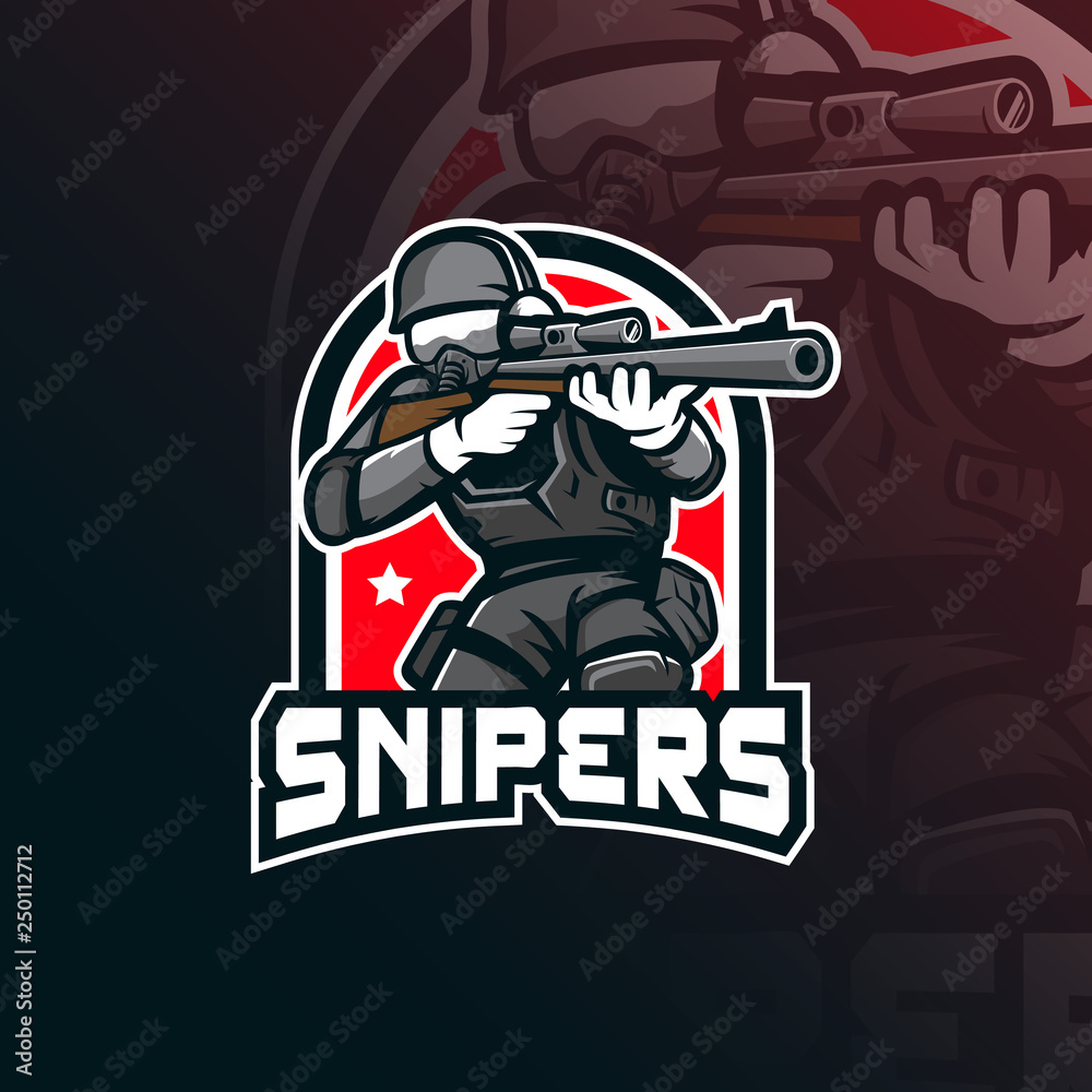 sniper vector mascot logo design with modern illustration concept style for badge, emblem and ...