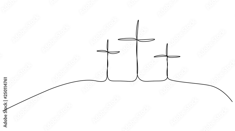 Religious easter background with calvary hill of the cross and jesus ...