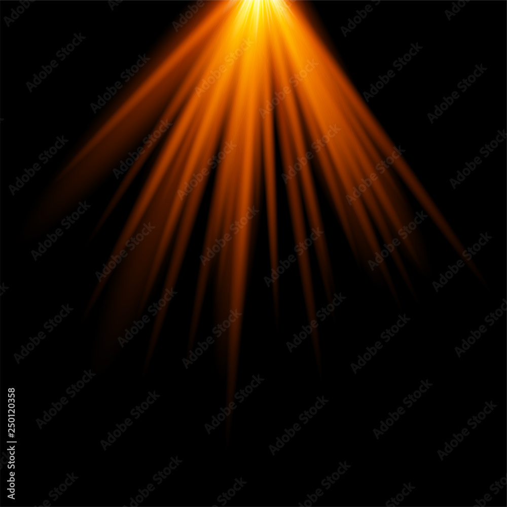 flare of orange light rays element. Vector illustration with shining ...