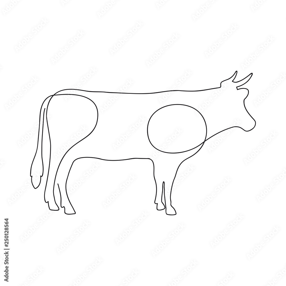Cow one continuous line drawing. Vector illustration. Stock Vector ...