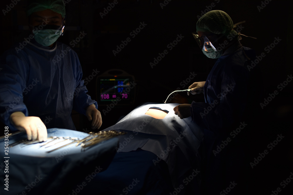 Medical Team Performing Surgical Operation in Modern Operating Room ...