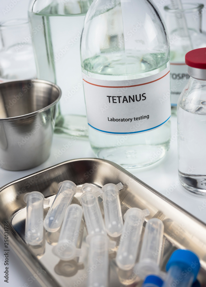 Test tetanus in laboratory, conceptual image, composition horizontal ...
