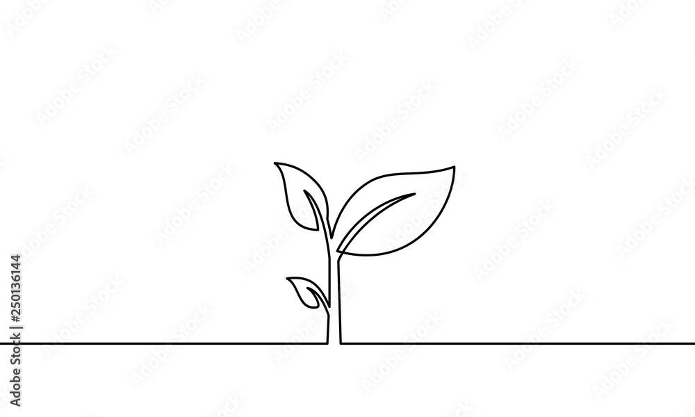 continuous one line art. can be for plants, agriculture, seeds. Black ...