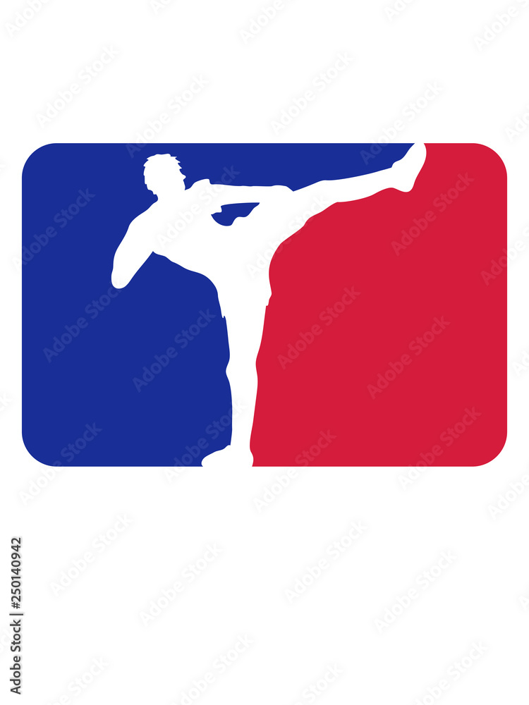 kickboxer logo schild rahmen rot blau kickboxen karate judo kampfsport ...