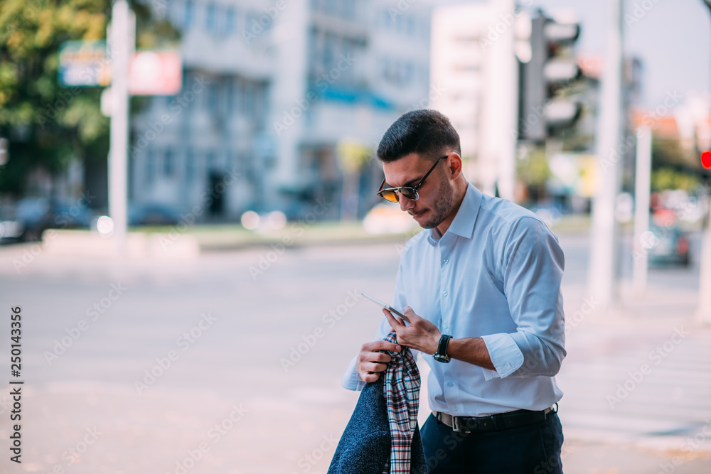 Urban Businessmen is in a hurry on his way back home after a long hard ...