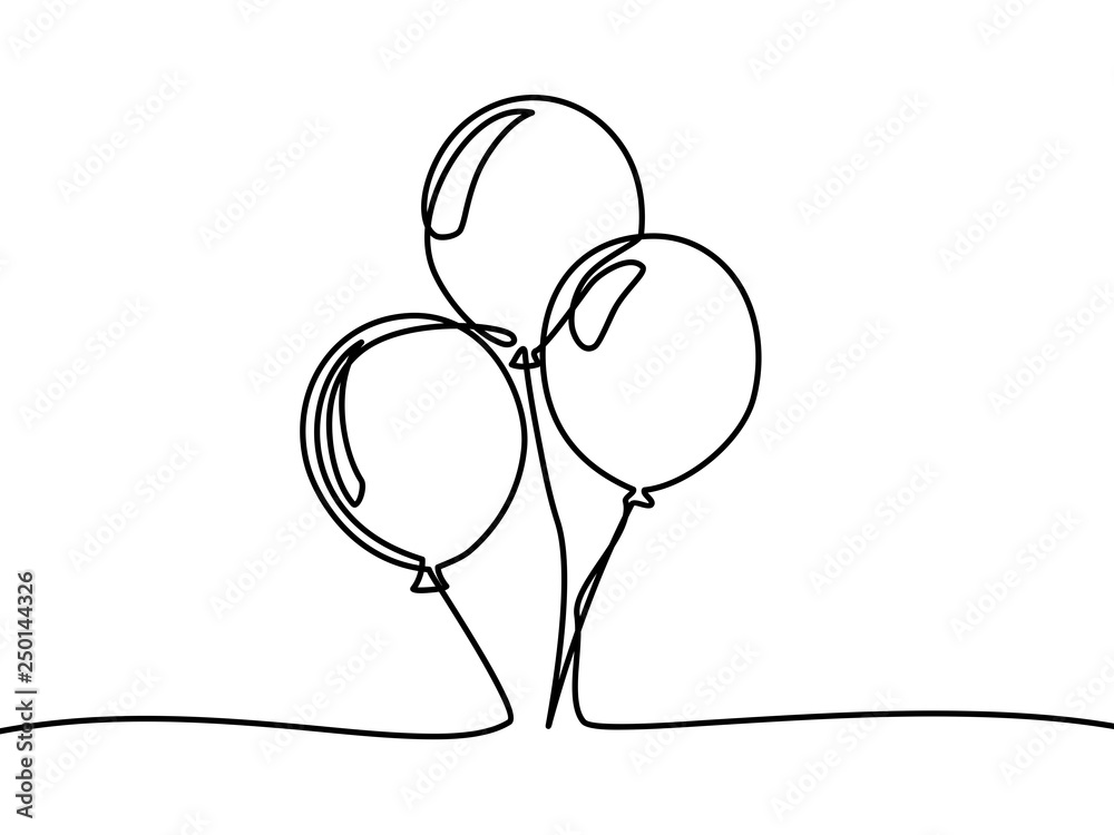 continuous line drawing of balloon vector illustration. - Vector Stock ...