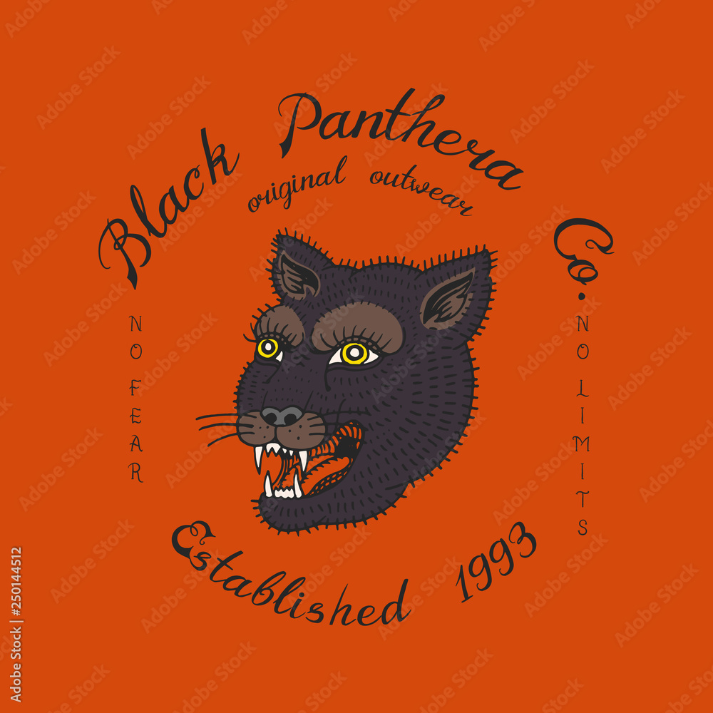 Puma or panther logo for vintage t-shirt. Face or Head of Wild Animal ...