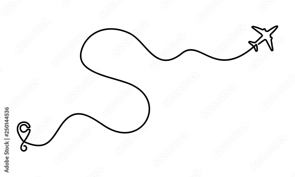 Continuous line drawing of Airplane line path vector icon of air plane ...