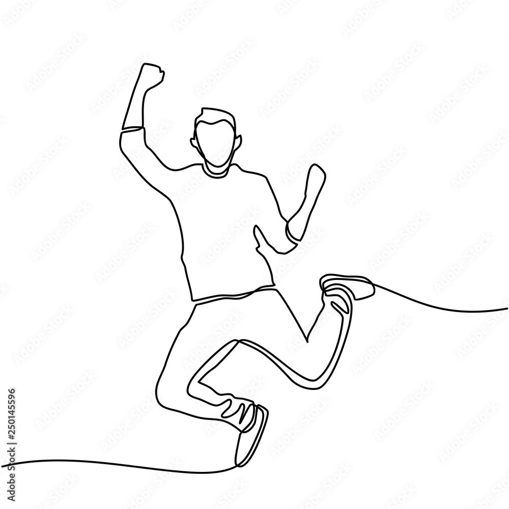 continuous line drawing of happiness, freedom, motion and people ...