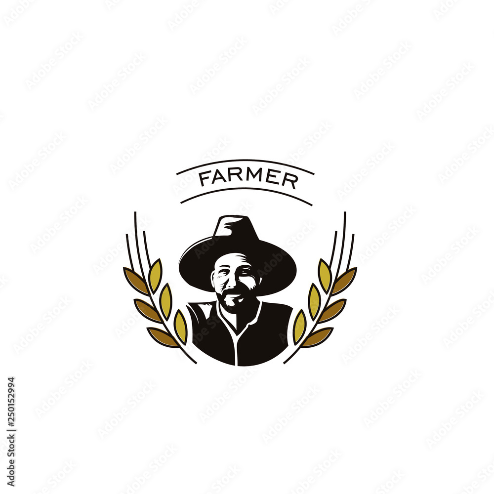classic farmer logo Stock Vector | Adobe Stock