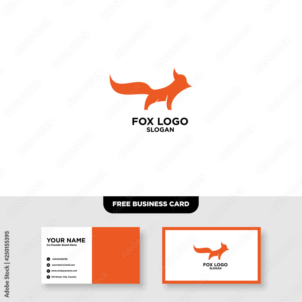 Fox Logo Vector Template, Free Business Card Mockup Stock Vector ...