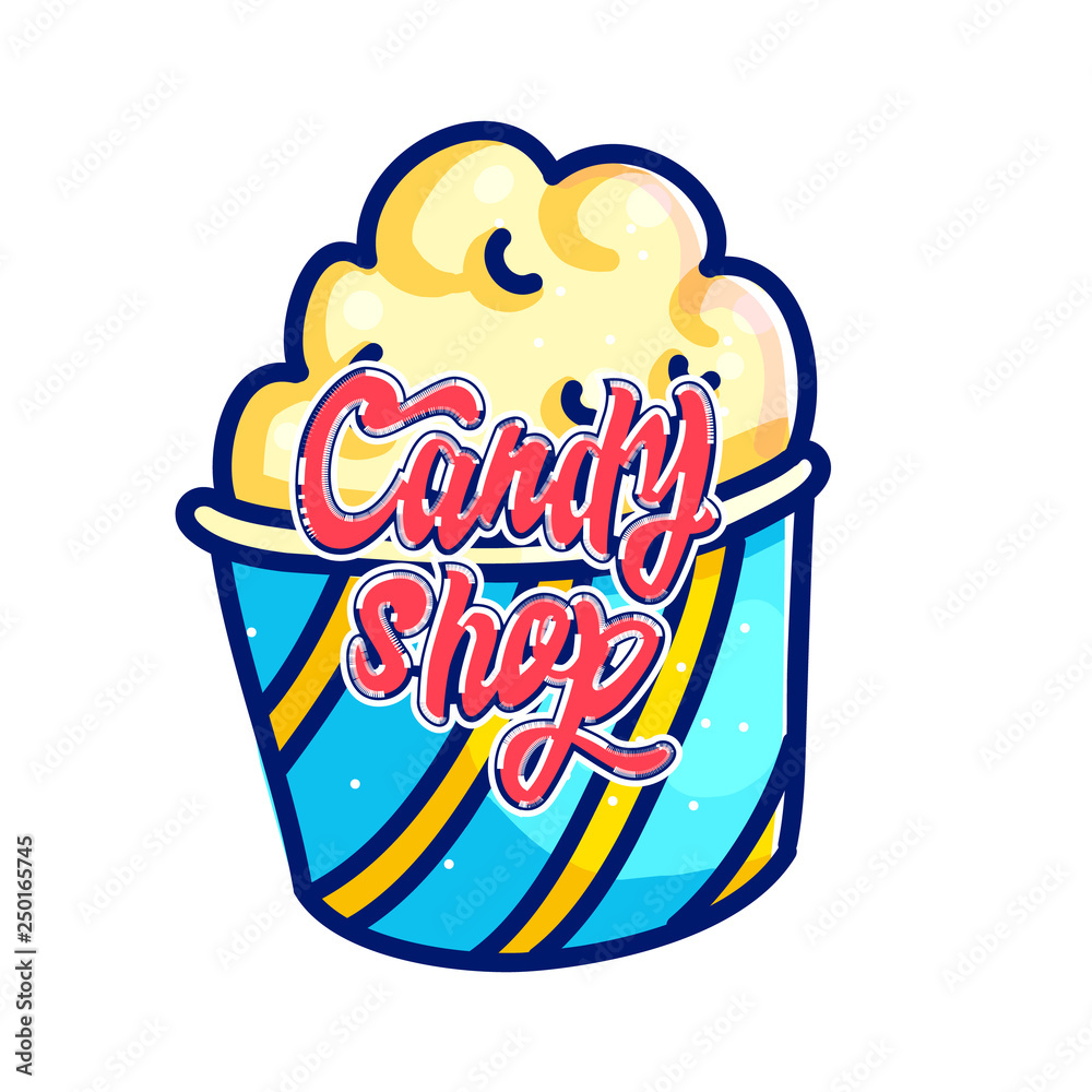 Candy shop hand drawn cartoon vector illustration Stock Vector | Adobe ...