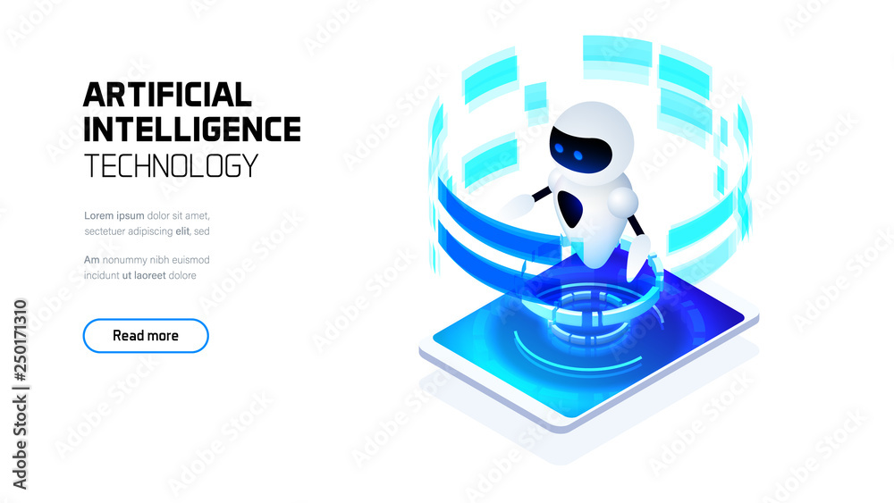 Artificial intelligence robot, machine learning industry conception ...