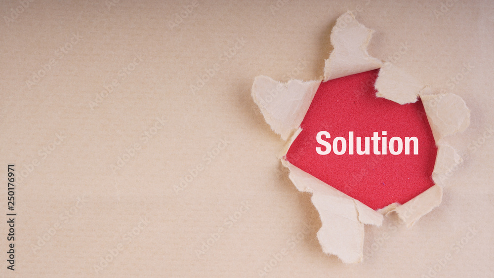 SOLUTION text on brown envelope and torn paper. Concept Image Stock ...