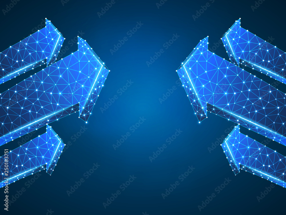 Arrow growth, success, team work sign. six arrows goes up from left and ...