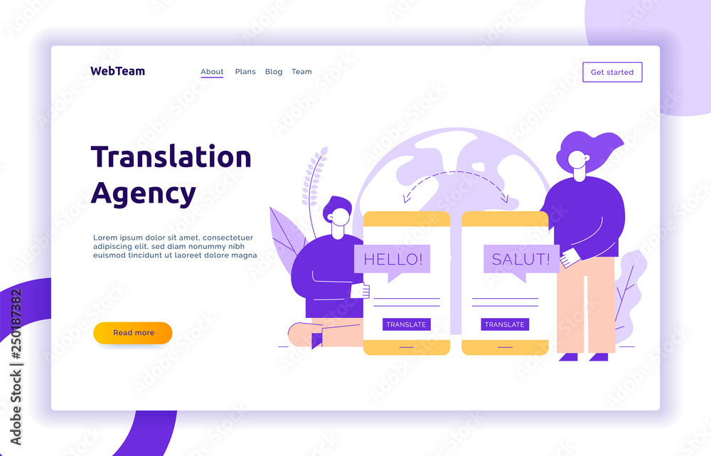 Vector flat line translation design concept of big modern people ...