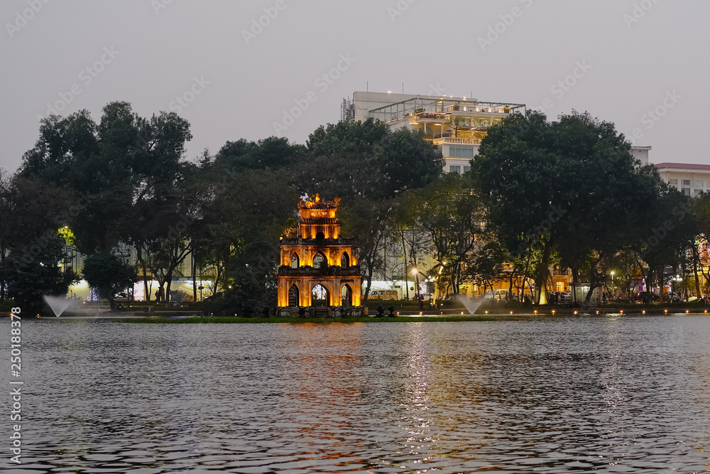 Night view of Turtle Tower or Tortoise tower which is located in the ...