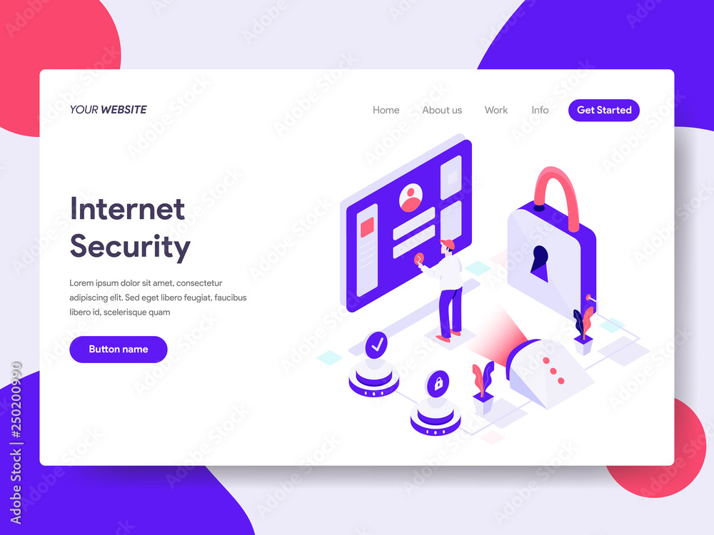 Landing page template of Internet Security Illustration Concept ...