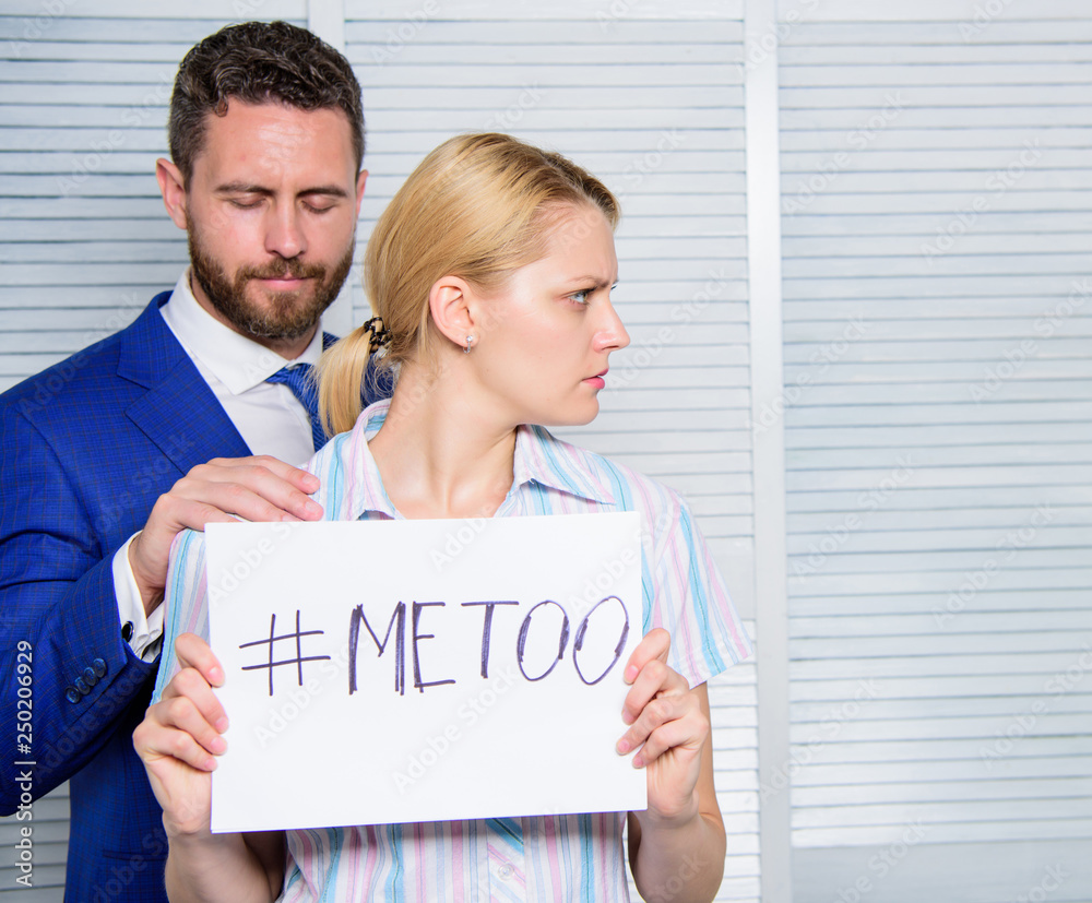 Woman Showing A Note With The Text Me Too Sexual Harassment At Work