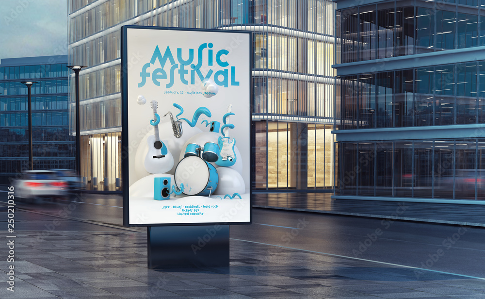 music festival poster billboard on the street Stock Photo | Adobe Stock