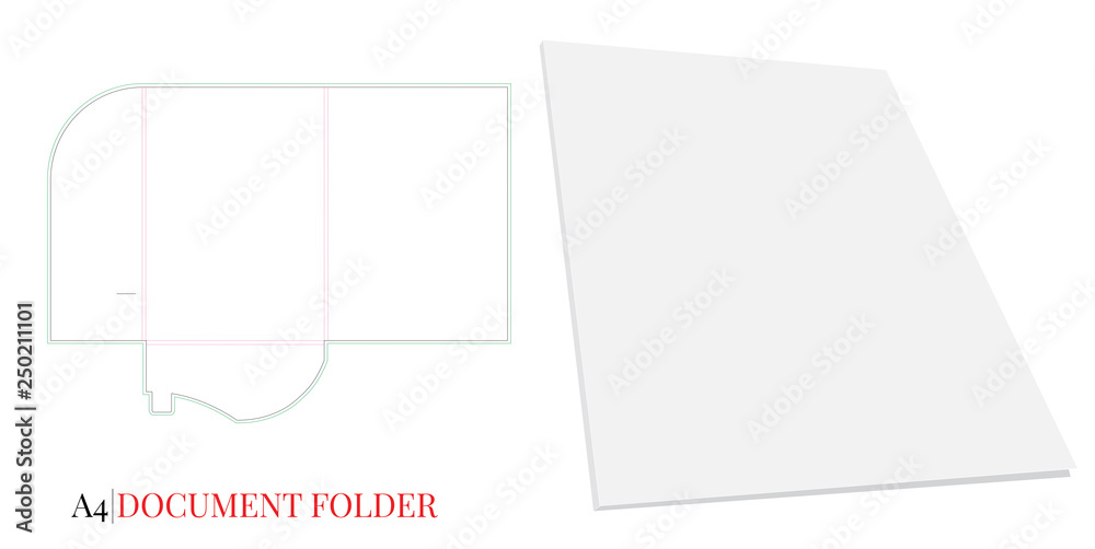 Document Folder Template, A4. Vector with die cut / laser cut layers ...