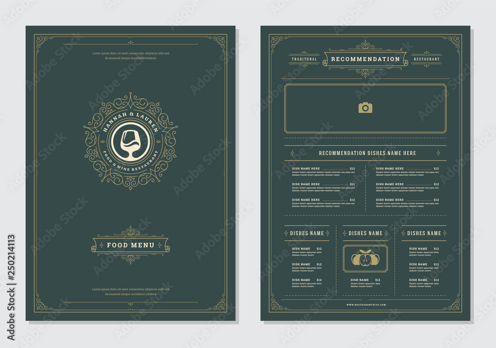 Restaurant menu design and label vector brochure template. Stock Vector ...