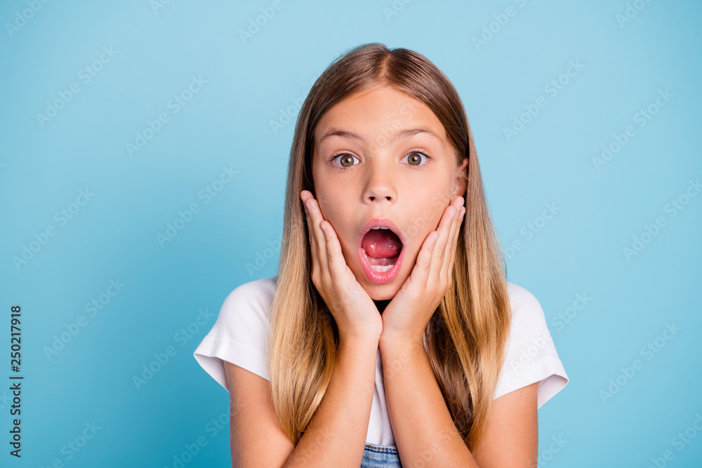 Close-up profile side portrait of her she nice cute attractive amazed ...