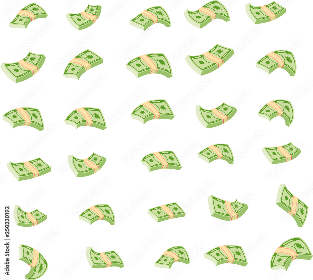 Flying wad of money. Flat vector cartoon money illustration. Stock ...