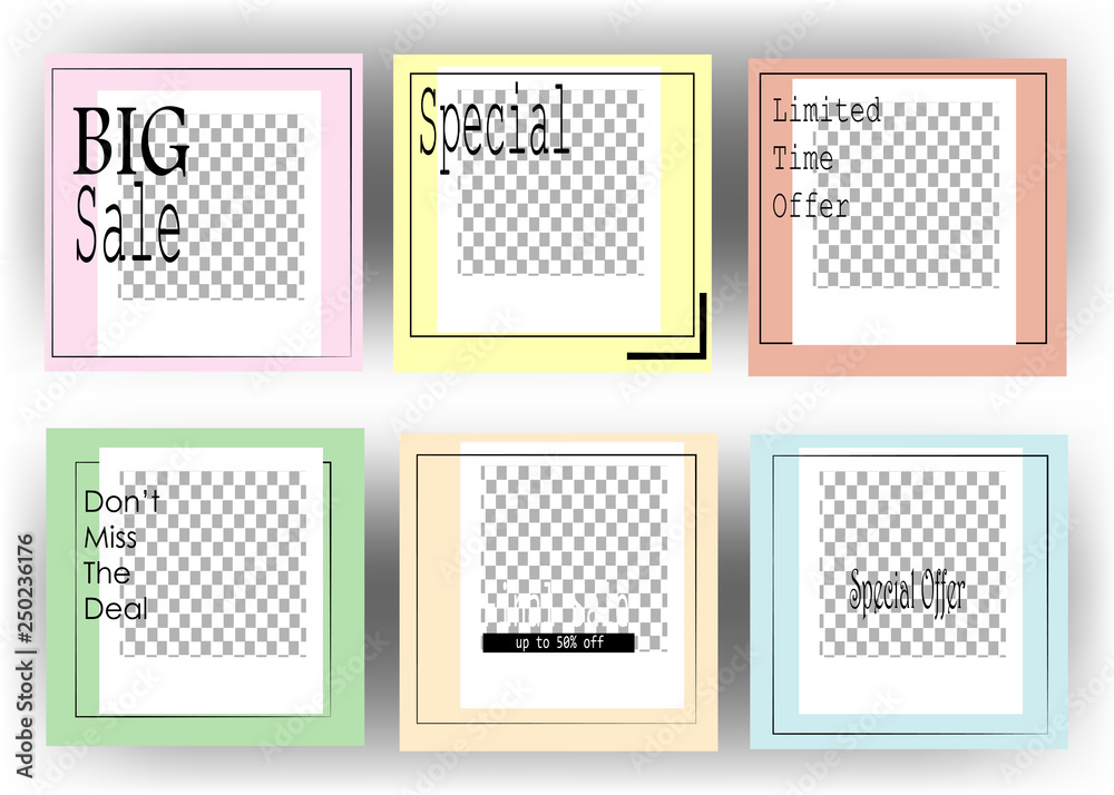 square layout templates for social media, mobile apps or banner design ...