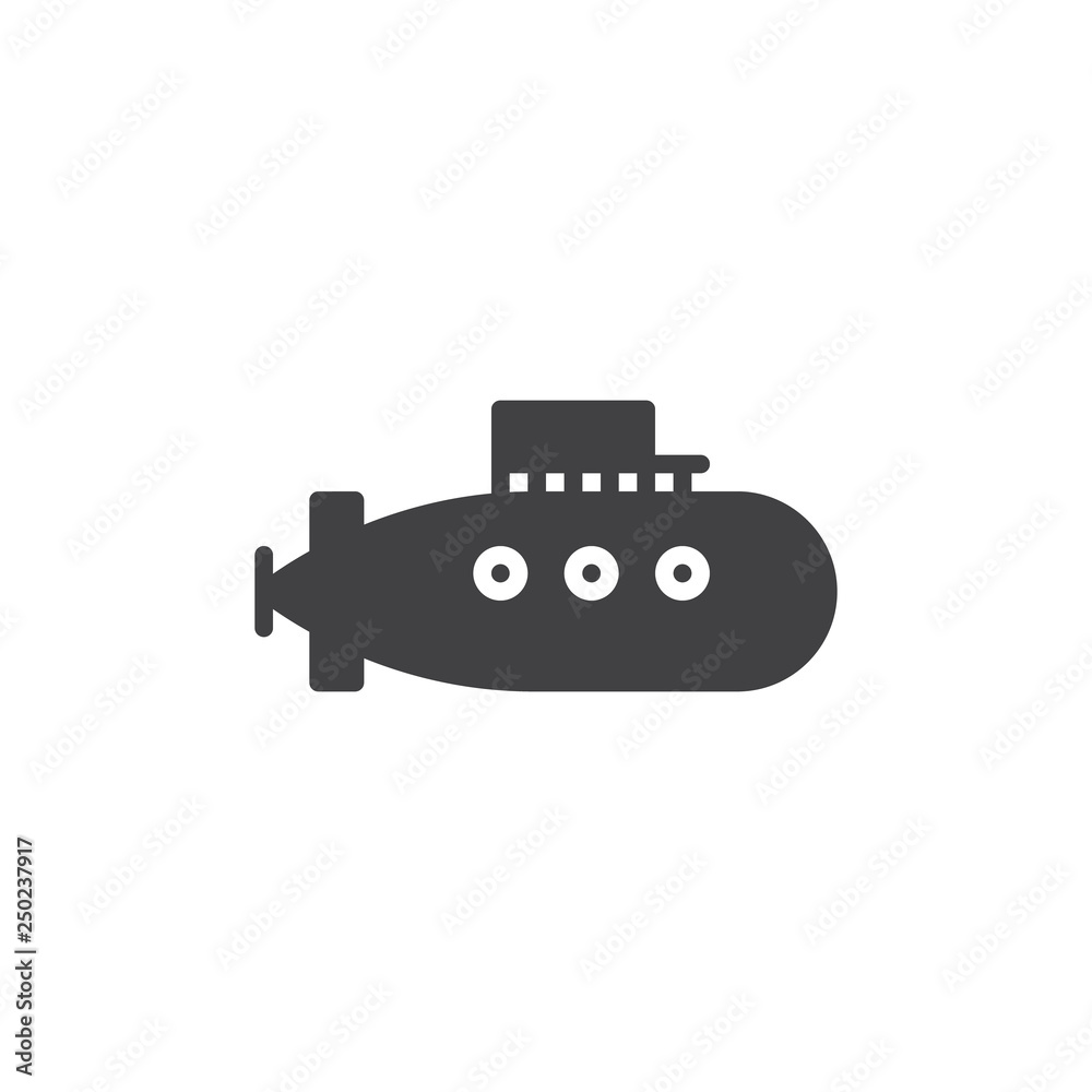 Military submarine vector icon. filled flat sign for mobile concept and ...
