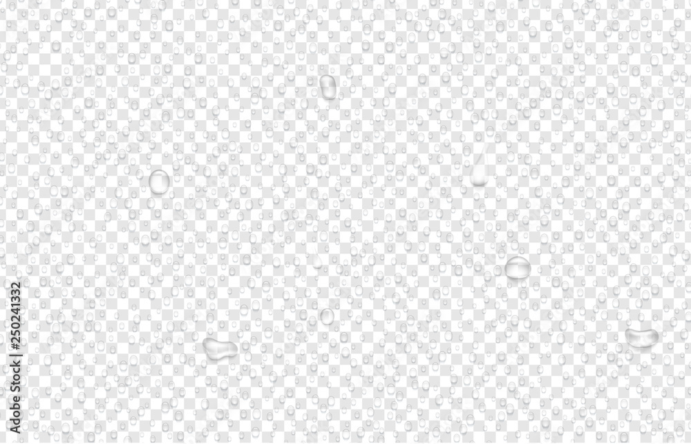 Transparent background with realistic water drops. Stock Vector | Adobe ...