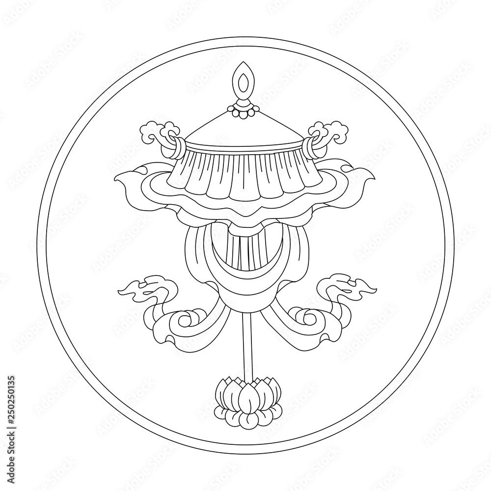 eight auspicious symbols of buddhism. Valuable. Black and White Drawing ...