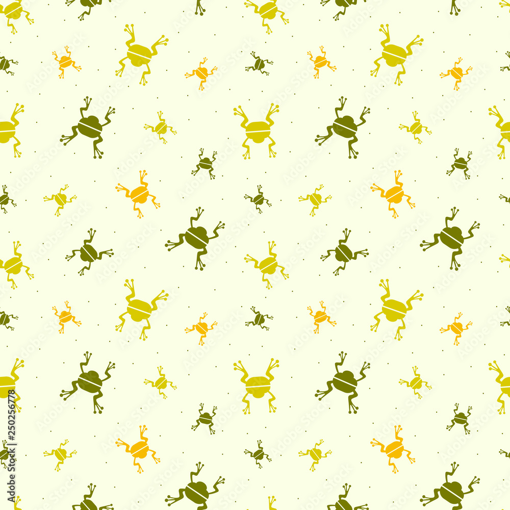 Seamless vector pattern with a toad. Silhouette of a frog. Design for ...