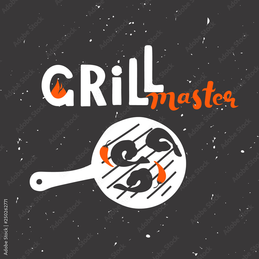 Grill master hand drawn vector illustration concept. Grill and barbecue ...