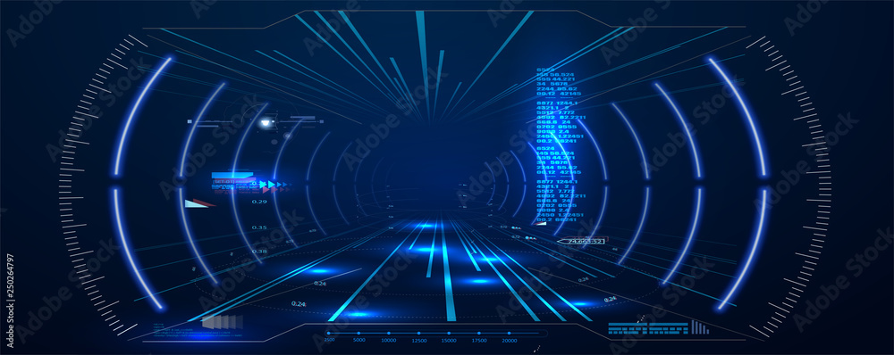 Virtual reality. Futuristic VR Head-up Display Design. Sci-Fi Helmet ...