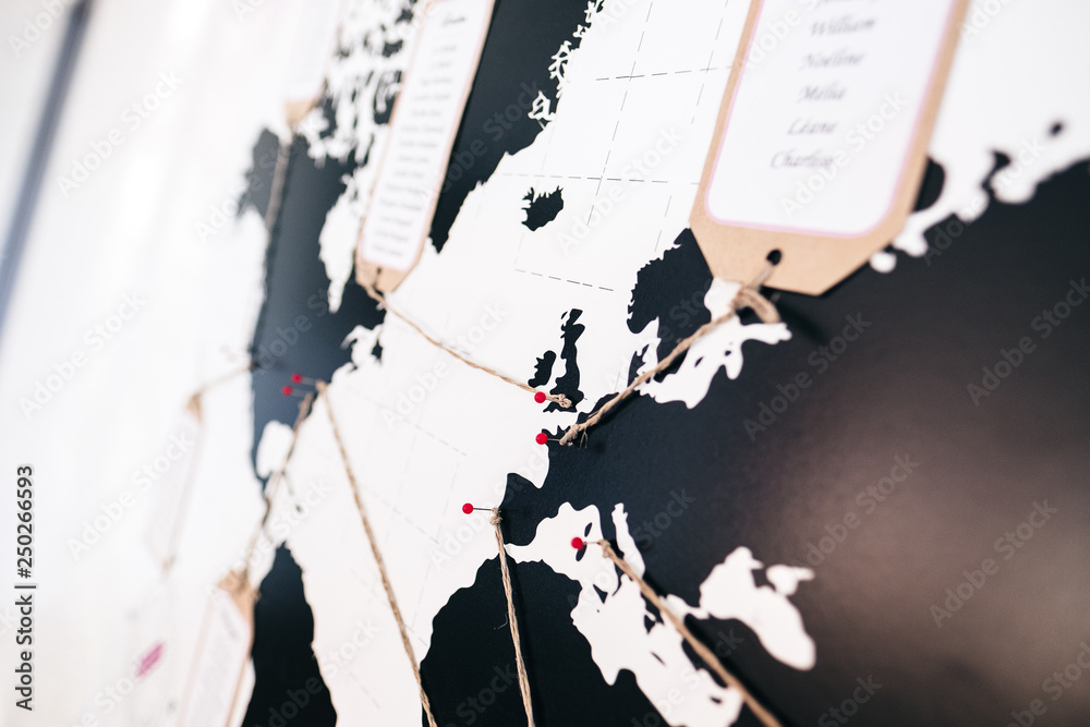 Modern seating plan that stages the world map Stock Photo | Adobe Stock