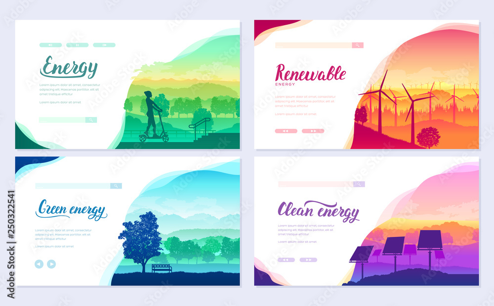 Tomorrow's clean energy equipment on nature landscape. Eco electricity ...