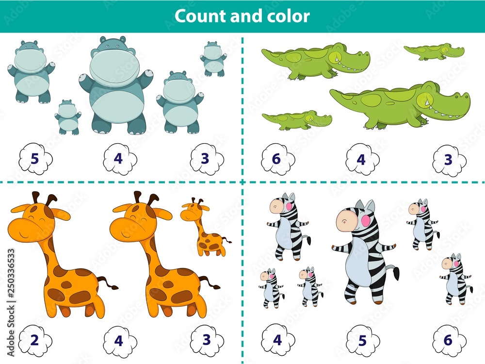 Educational game for preschool children. Count and color the circle ...