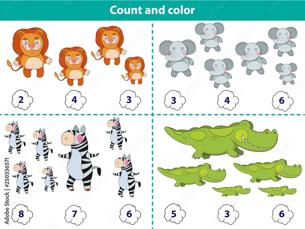 Educational game for preschool children. Count and color the circle ...