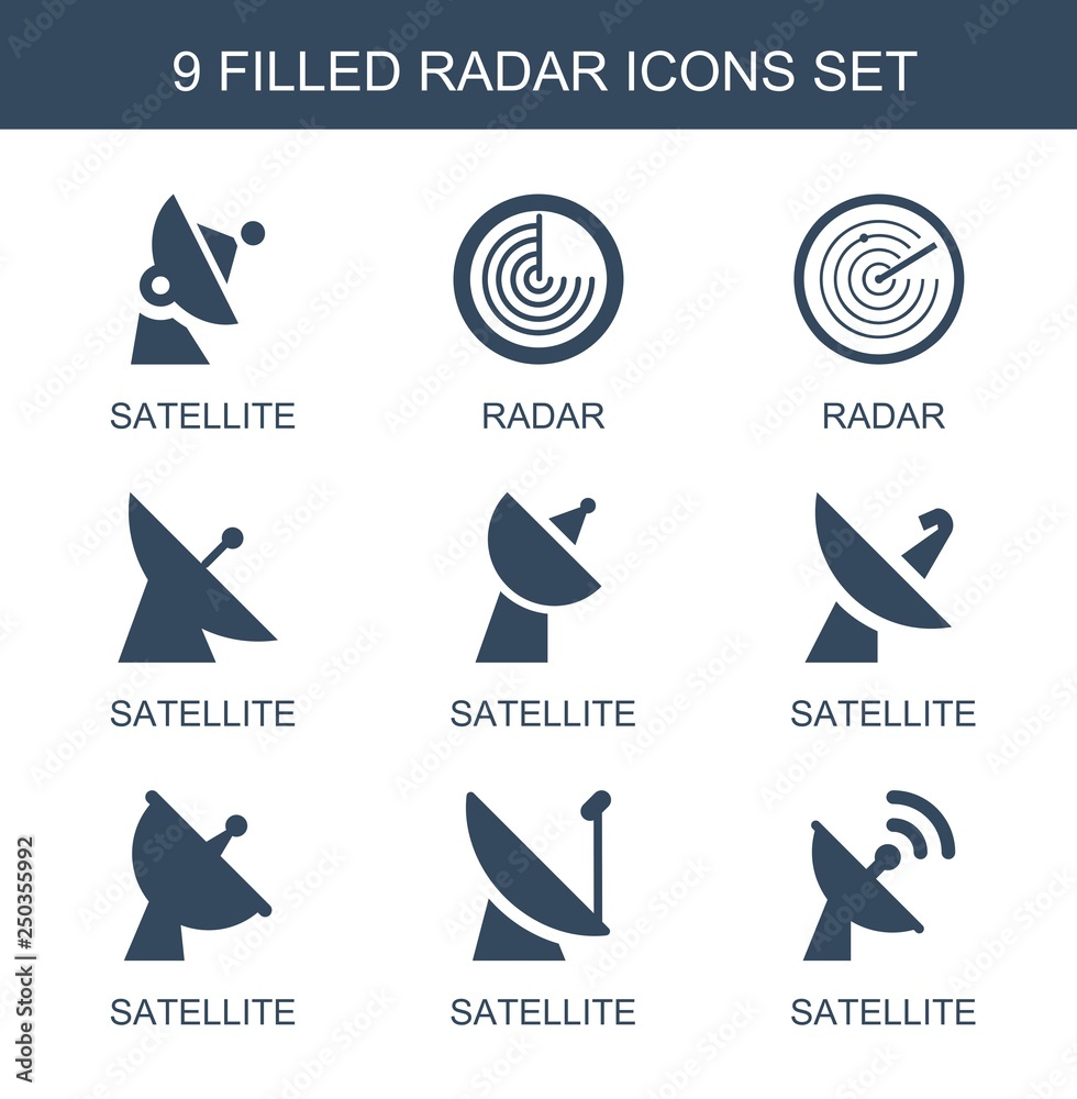 9 radar icons Stock Vector | Adobe Stock