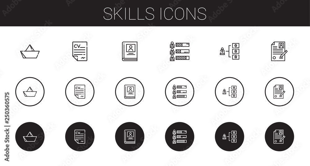 skills icons set Stock Vector | Adobe Stock