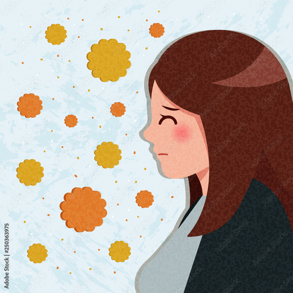 cartoon woman with hay fever Stock Vector | Adobe Stock