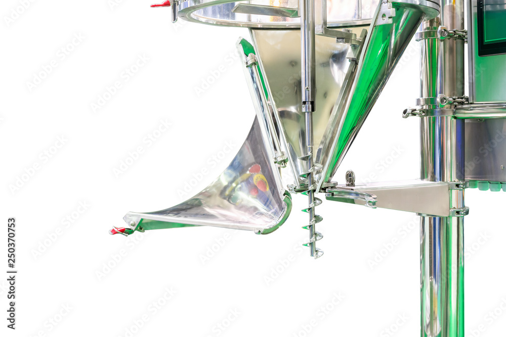 close up stainless steel hoppers and screw feeder for discharge and ...