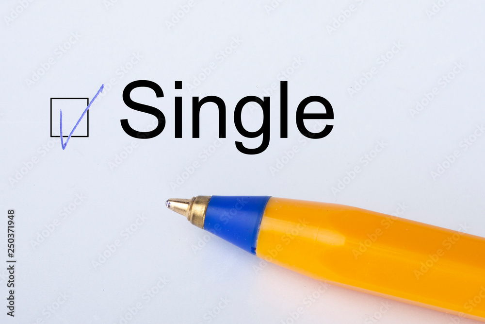 Single - checkbox with a tick on white paper with yellow pen. Checklist ...