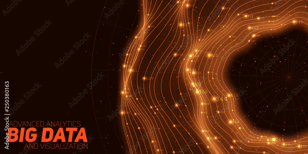 Big data orange circular visualization. Futuristic infographic ...
