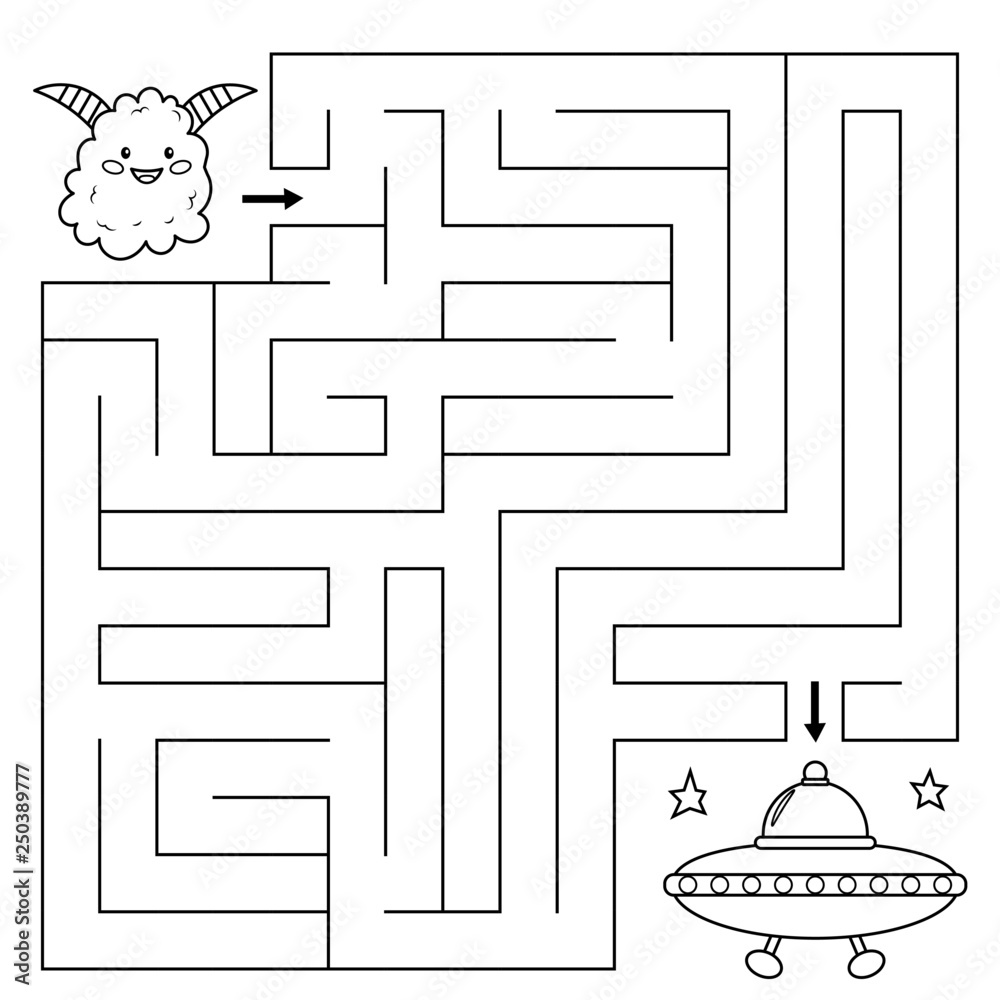 Maze game for children, help the cute cartoon alien find right path to ...