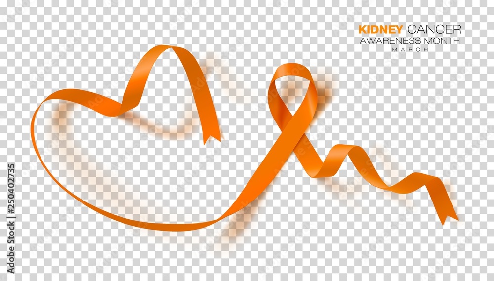 National Kidney Cancer Awareness Month. Orange Color Ribbon Isolated On ...