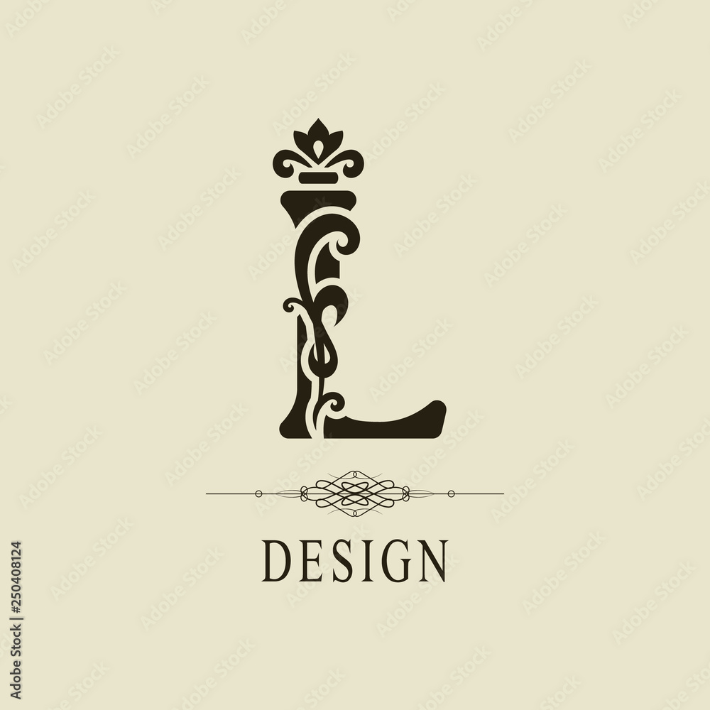 Elegant Capital letter L. Graceful royal style. Calligraphic beautiful ...