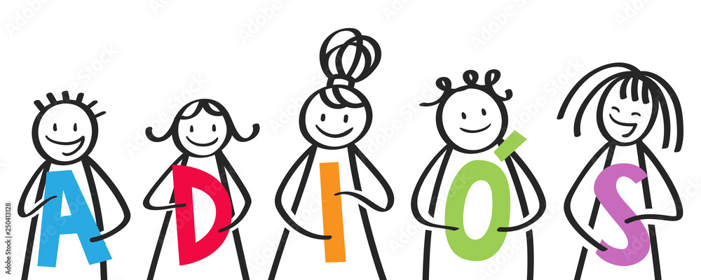 ADIOS, spanish kids saying goodbye Stock Vector | Adobe Stock
