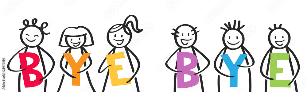 BYE BYE, men and women saying goodbye Stock Vector | Adobe Stock